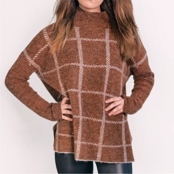 Cyrus | Sweaters | Euc Cyrus Brown Checkered Oversized Sweater | Poshmark